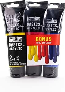Amazon.com: Liquitex, 3 x 118ml (4-oz.) Tube Set, Primary Colors Basics Acrylic Paint Set of 4 ...