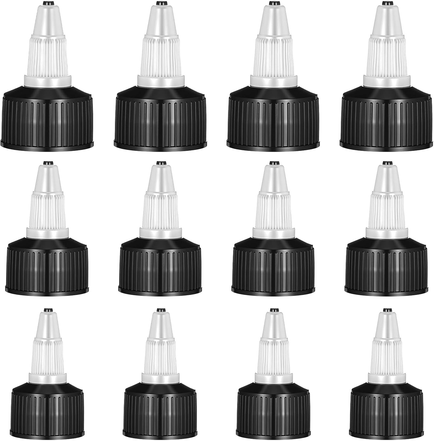Ezymivs Natural Twist Top Caps, 12 Pieces Black Squeeze Bottle Top Cap ...