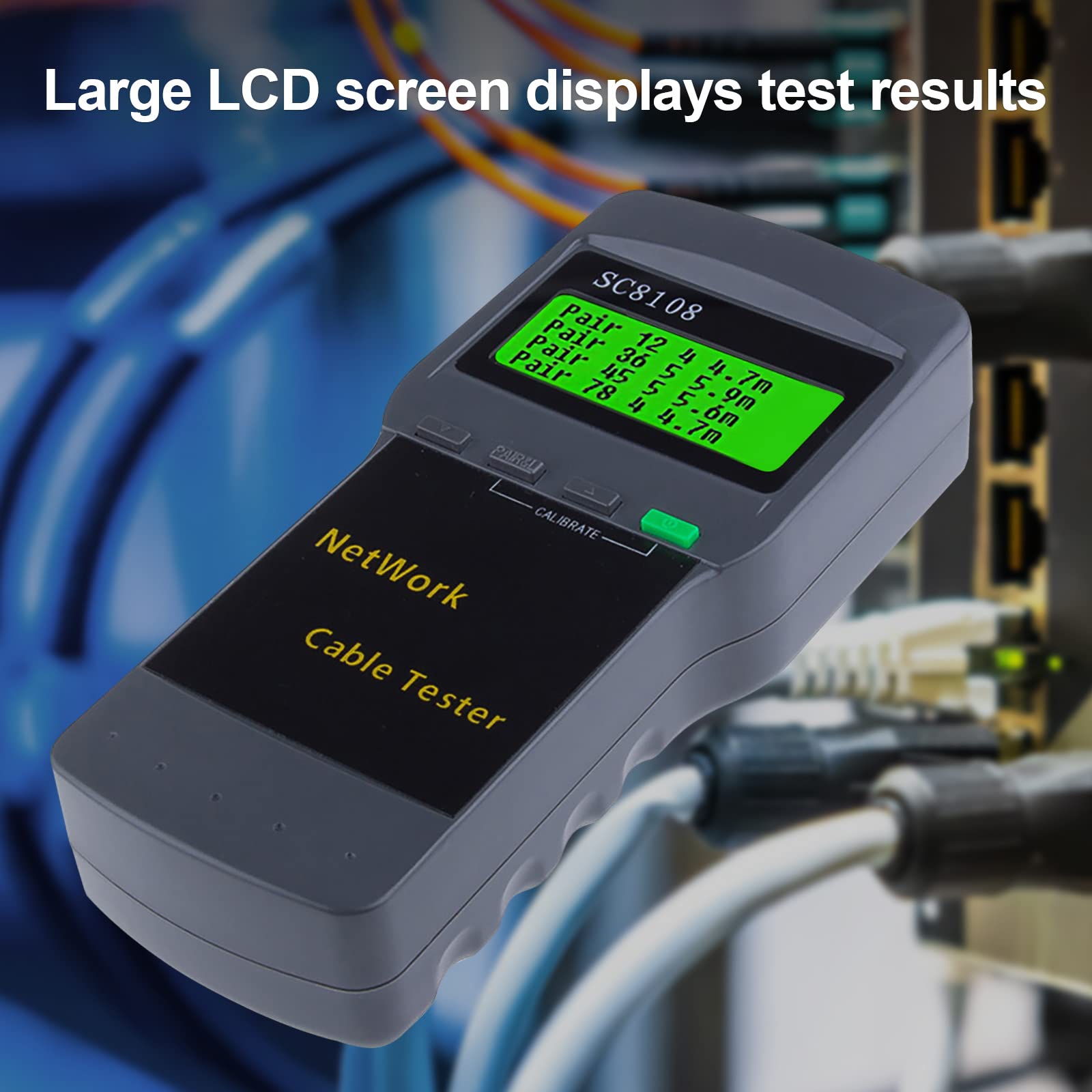 Powstro Network LAN Length Cable Tester Meter 5E 6E SC8108 CAT5 RJ45 ...