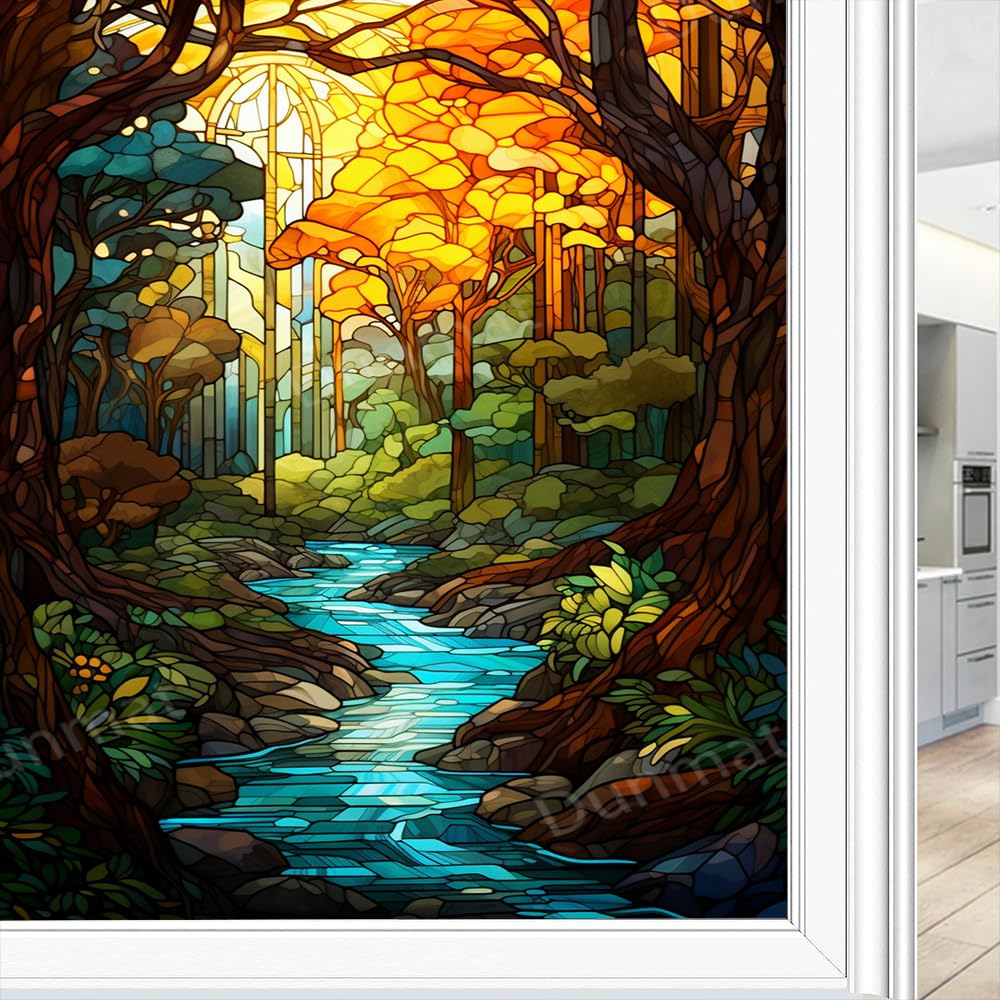 Amazon.com: Dunmat Modern Forest Window Privacy Film Beautiful Trees ...