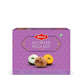 Bikaji Assorted Peda Mix | 500g Pack | Malai Peda, Chidawa Peda, Kesar ...