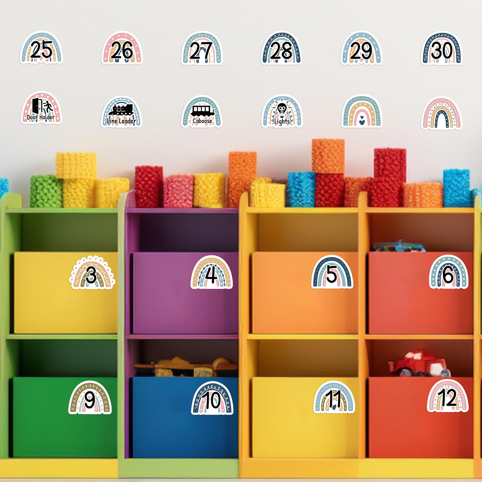 Snapklik.com : 48PCS Boho Rainbow Numbers Stickers Classroom ...
