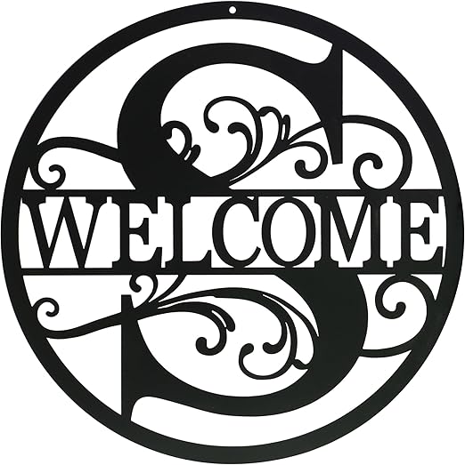 Amazon.com: VinSees Metal Initial Welcome Sign Metal Monogrammed Sign ...