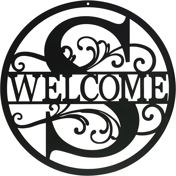 Amazon.com: VinSees Metal Initial Welcome Sign Metal Monogrammed Sign ...