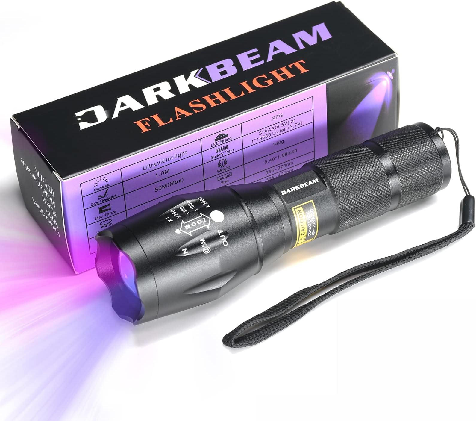 DARKBEAM UV Torch 365nm and 395nm Light, Wood's lamp Blacklight ...