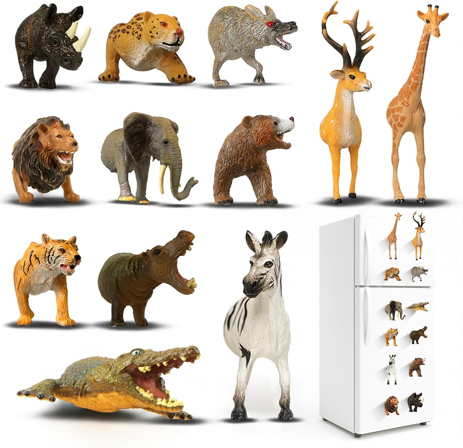 Amazon.com: Magnetic Animal Fridge Magnets Set – 12PCS 3D Realistic Zoo ...