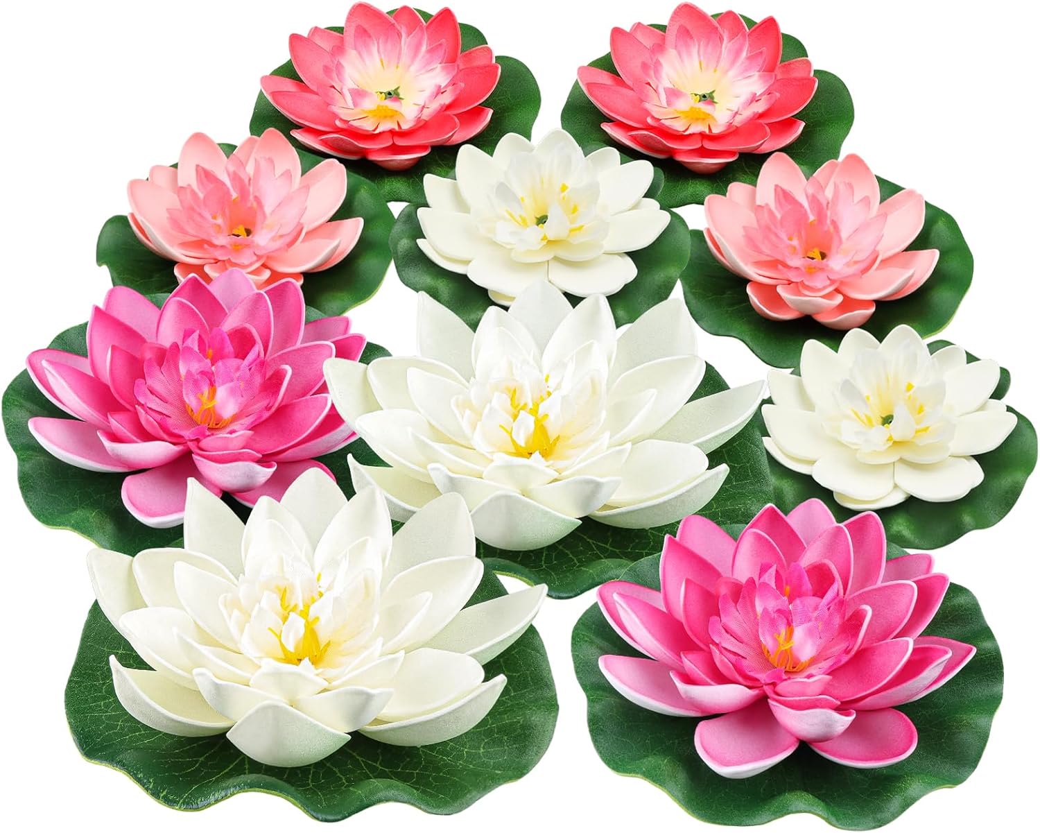 QUOZUO 10PCS 3 sizes Artificial Foam Lotus Floating Flowers with Water ...