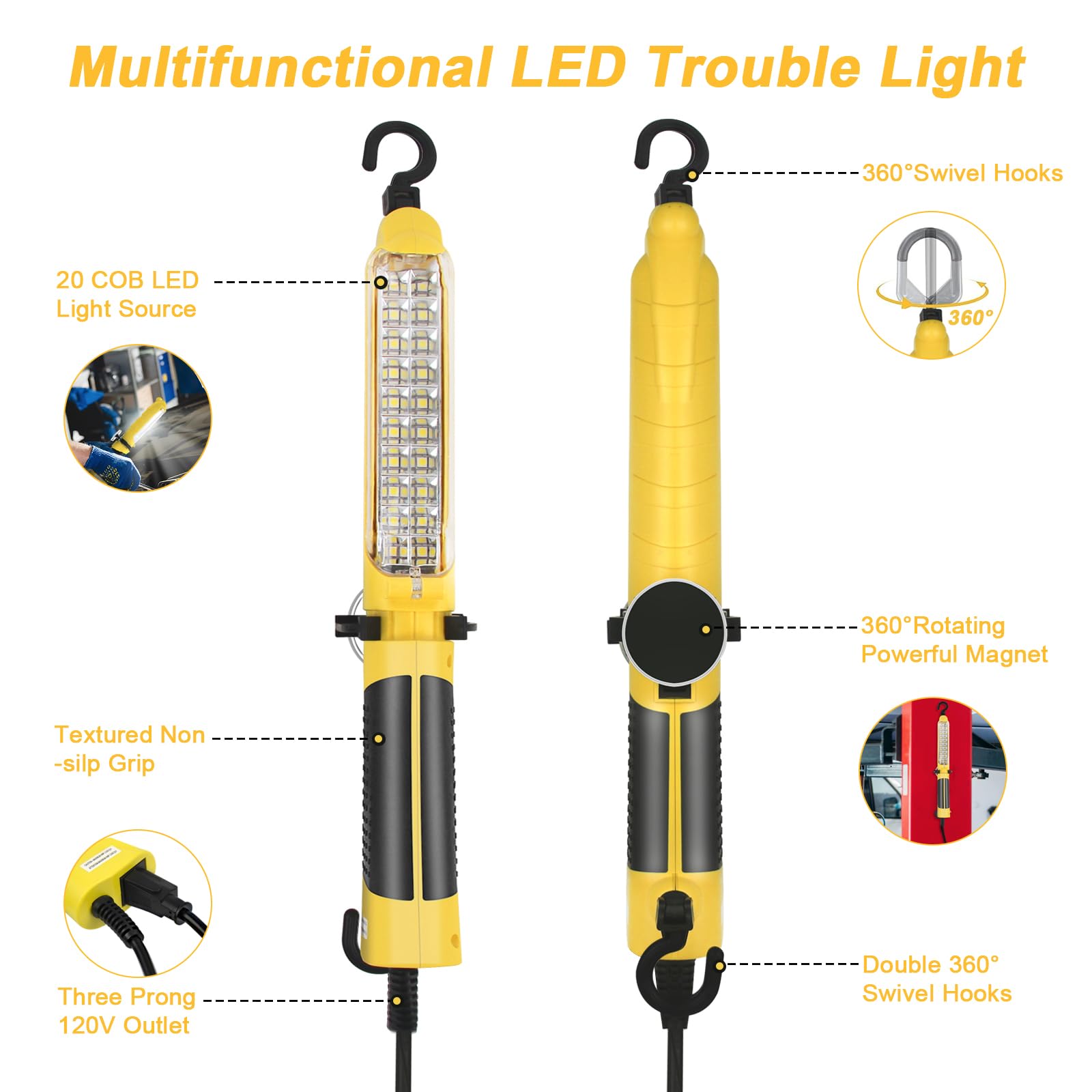 Garage Trouble Light GABRIELLE Rechargeable LED Work Light With