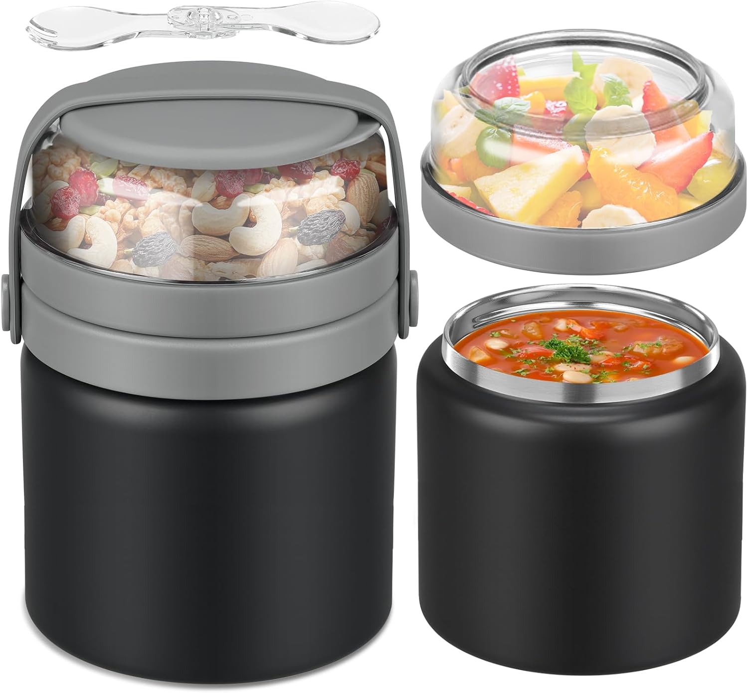 Amazon.com: JXXM 2-in-1 kids Insulated Food Jar 13.5oz Soup Thermo with ...
