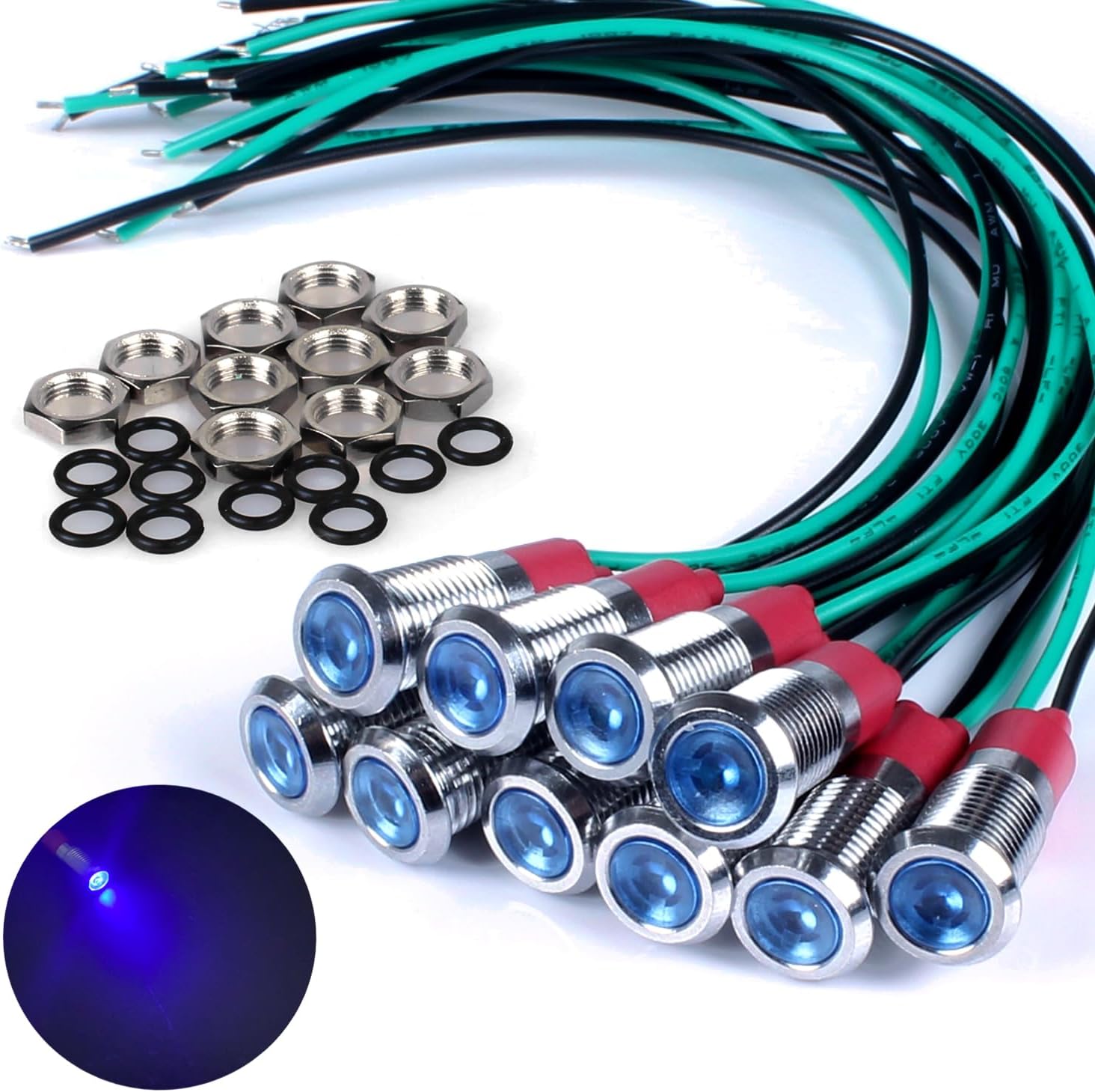 Amazon.com: DMWD 10Pcs 8mm 110 Volt LED Metal Indicator Light ...