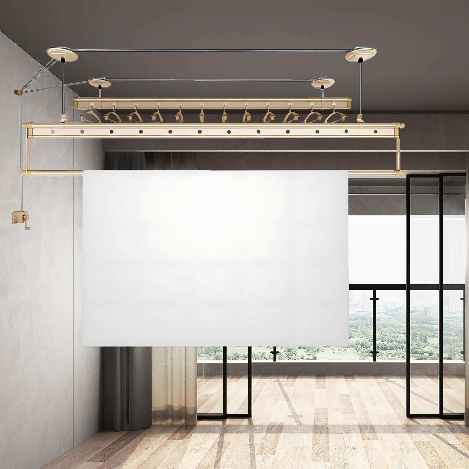 Amazon.com: ZGGJZKV 78.8 Inches Long Ceiling Mounted Drying Rack ...