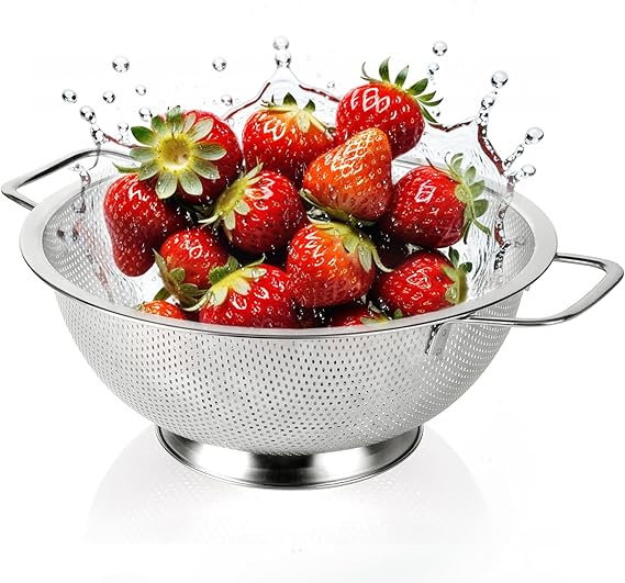 Amazon.com: POPGRADE Stainless Steel Strainer, 3QT Small Metal Colander ...