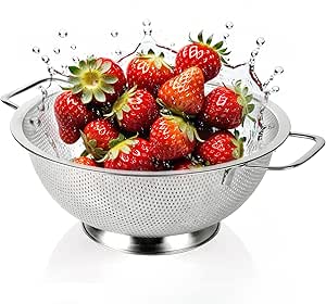 Amazon.com: POPGRADE Stainless Steel Strainer, 3QT Small Metal Colander ...