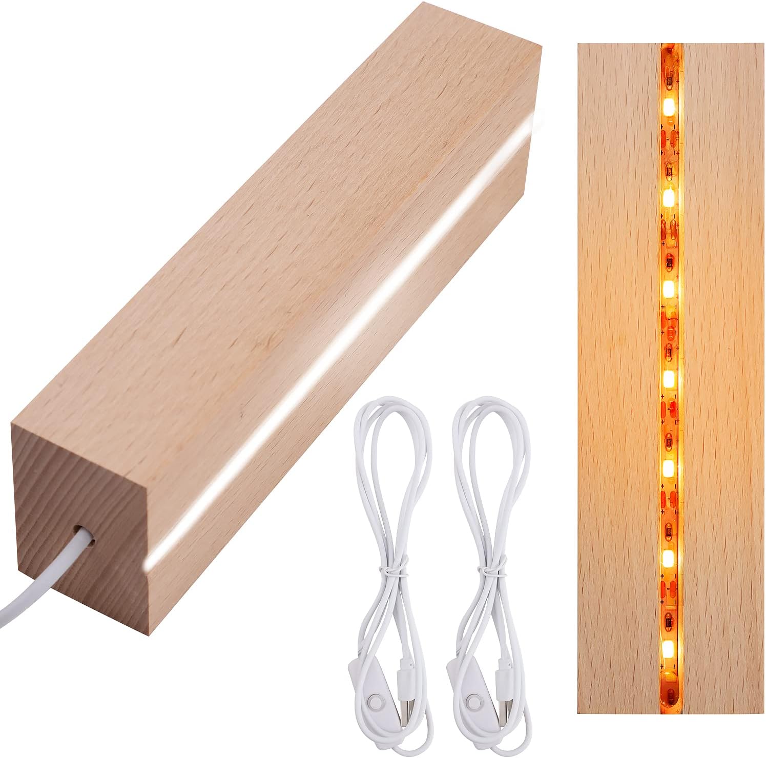 Amazon.com: LED Light Display Base Stand, Wooden Rectangle Display ...