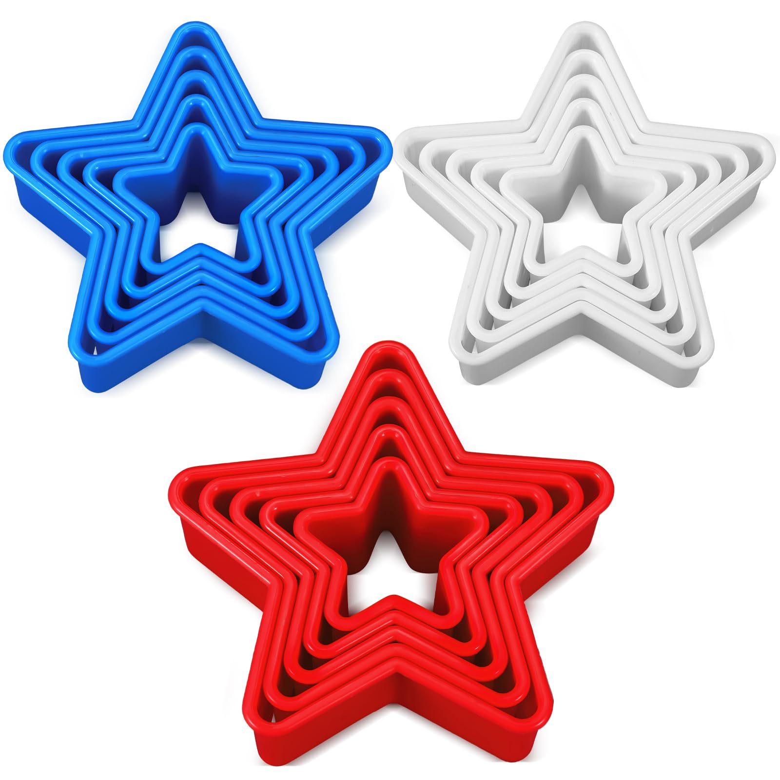 Snapklik.com : 3 Sets Plastic Star Cookie Cutter, Red, Blue And White ...