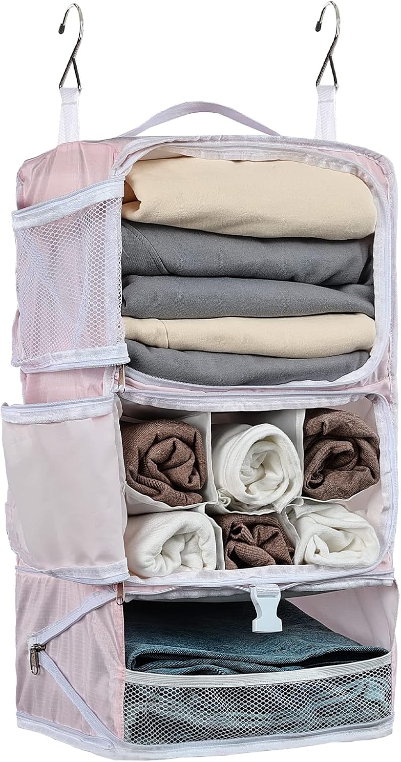 Amazon.com: TABITORA Travel Portable Hanging Shelves Closet Organizer ...