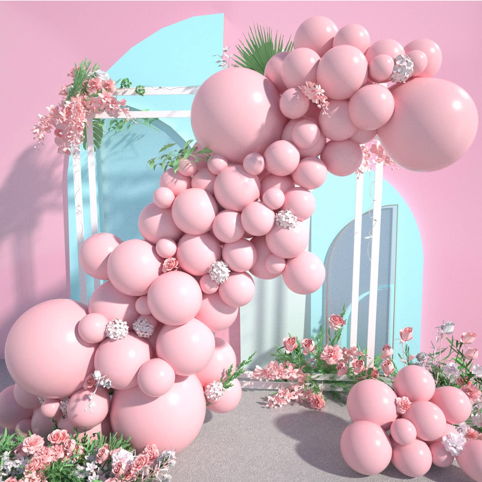 Snapklik.com : CACOLULU Light Pink Balloons Garland - 120Pcs 18+12+10+5 ...