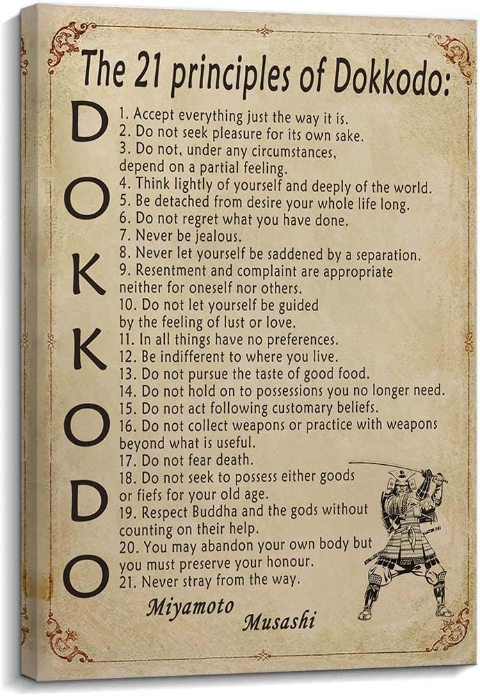 Amazon.com: Miyamoto Musashi Wall Art The 21 Principles of Dokkodo ...