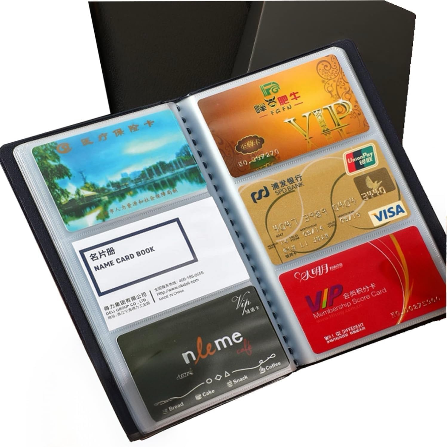Leather Business Card Booklet Organiser - 300 Capacity Card Holder ...