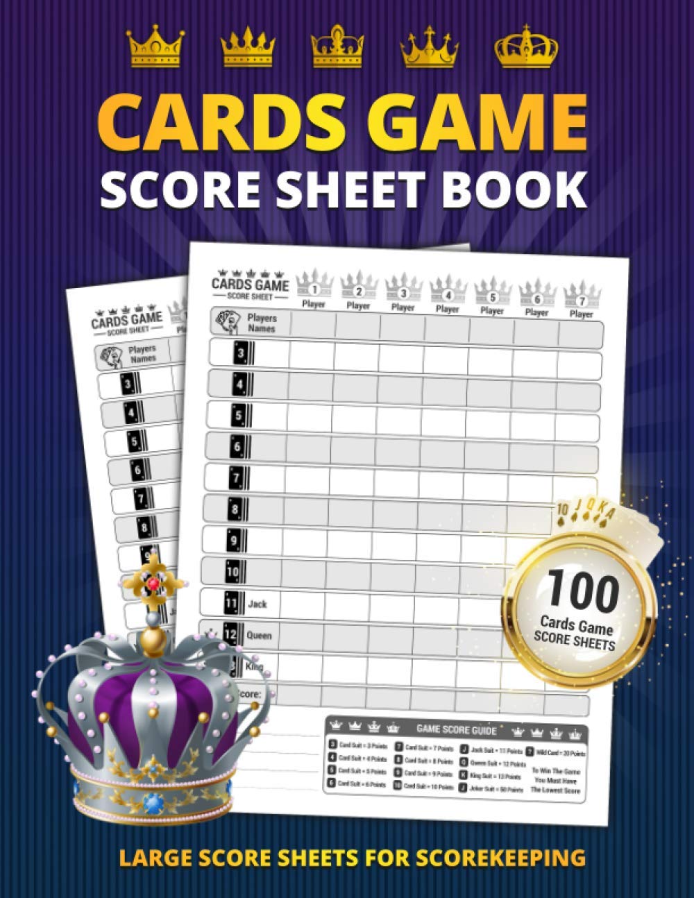 Buy Cards Game Score Sheet Book: 100 Large Score Sheet Pages For ...