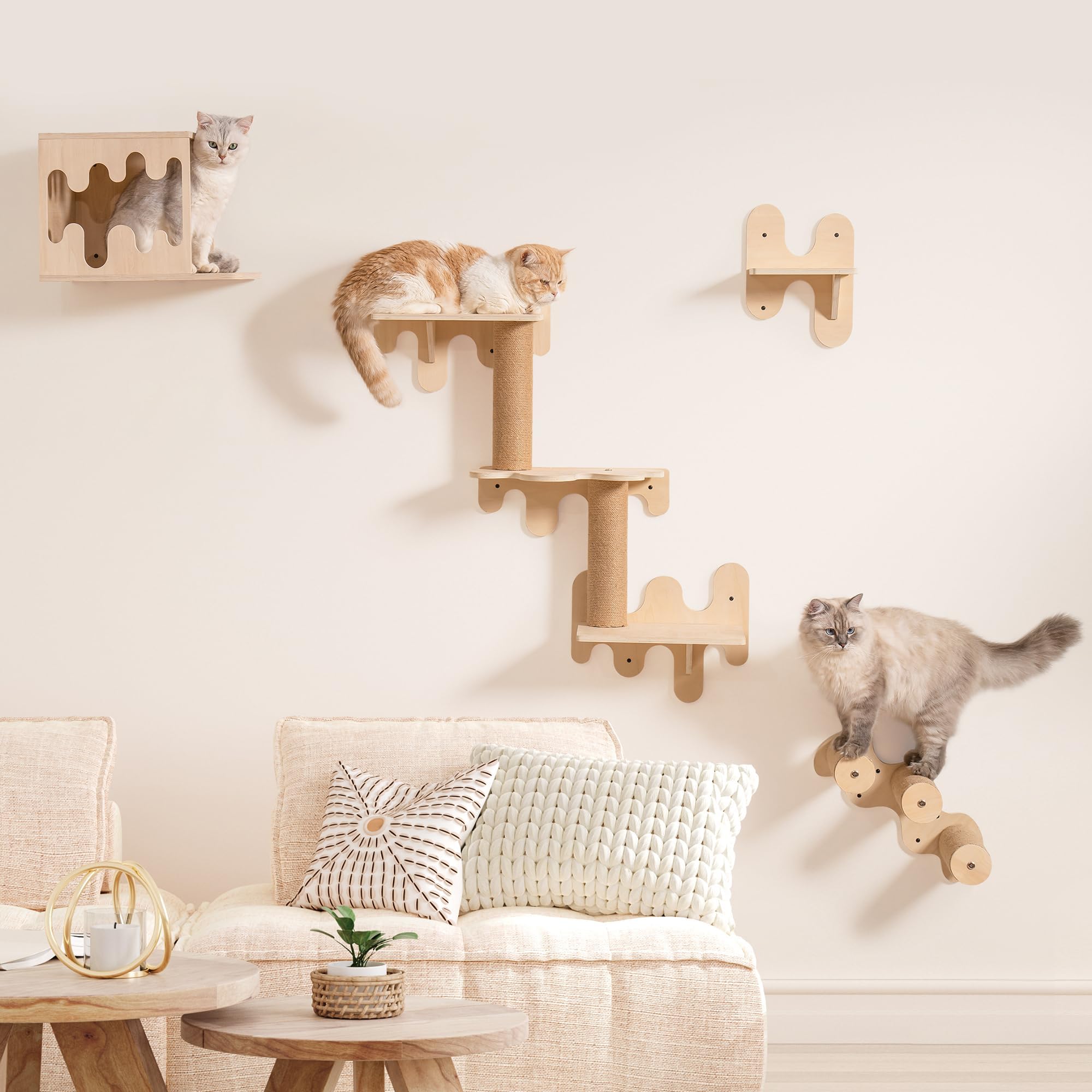 Amazon.com : Mewoo Cat Wall Shelves, Wooden Wall Furniture, Stable ...