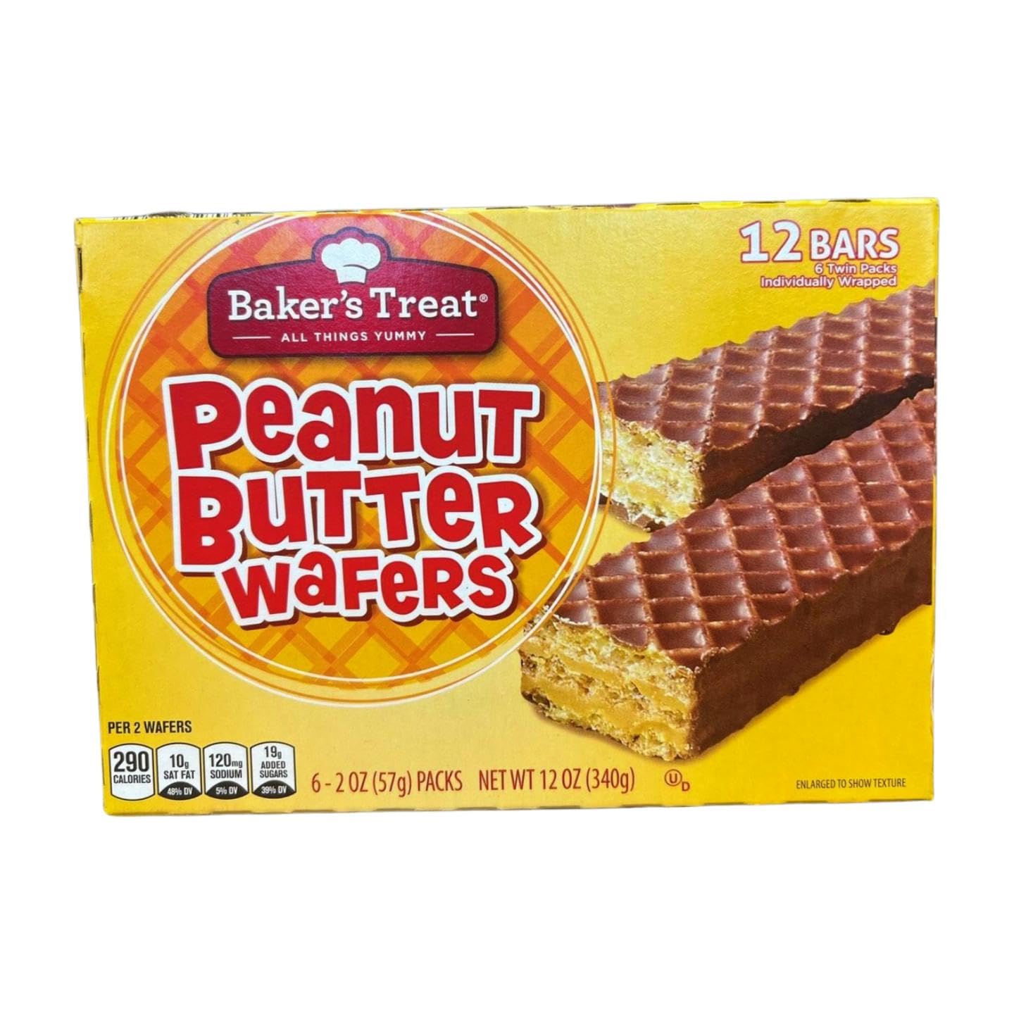 Amazon.com: Baker's Treat Peanut Butter Wafers, 12 Bars of 6 Twin Packs ...