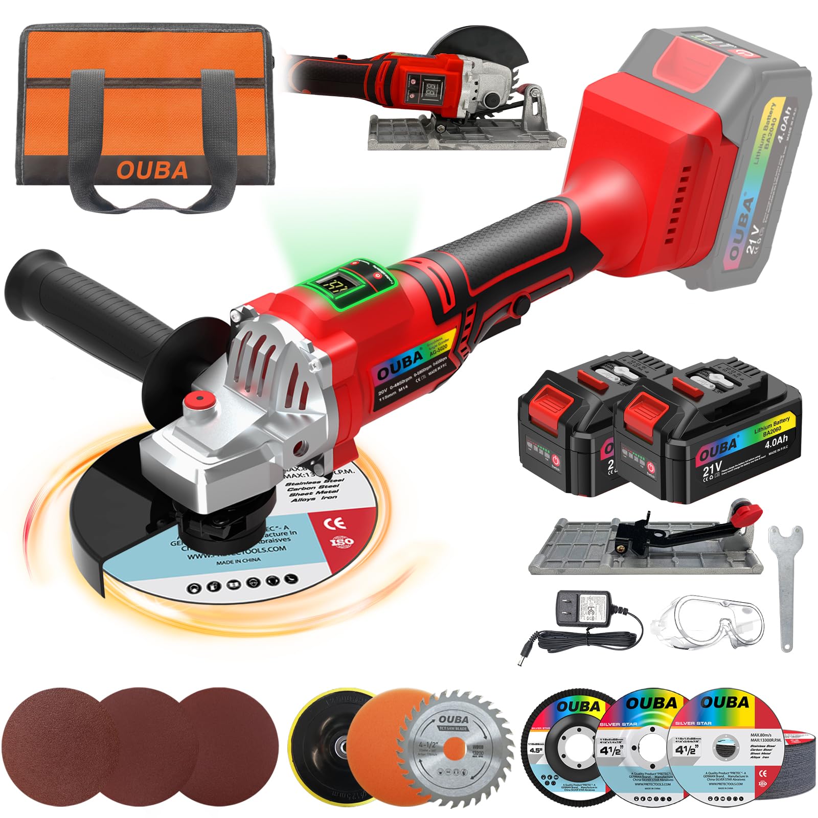 Snapklik.com : OUBA Cordless Angle Grinder Compatible For Dewalt ...