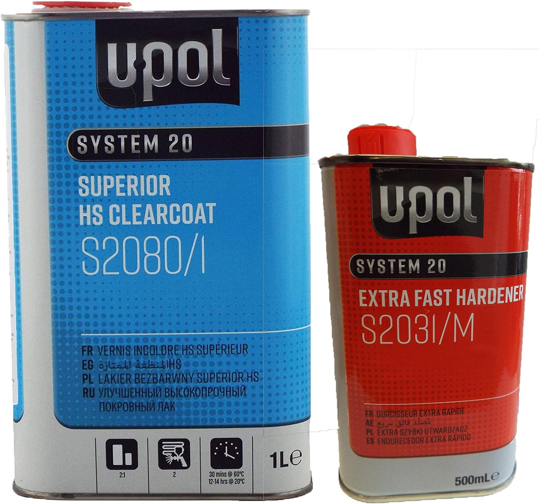 U-Pol 1.25 Litre 2K High Build Paint Primer Kit 1 Litre Tin of GREY ...