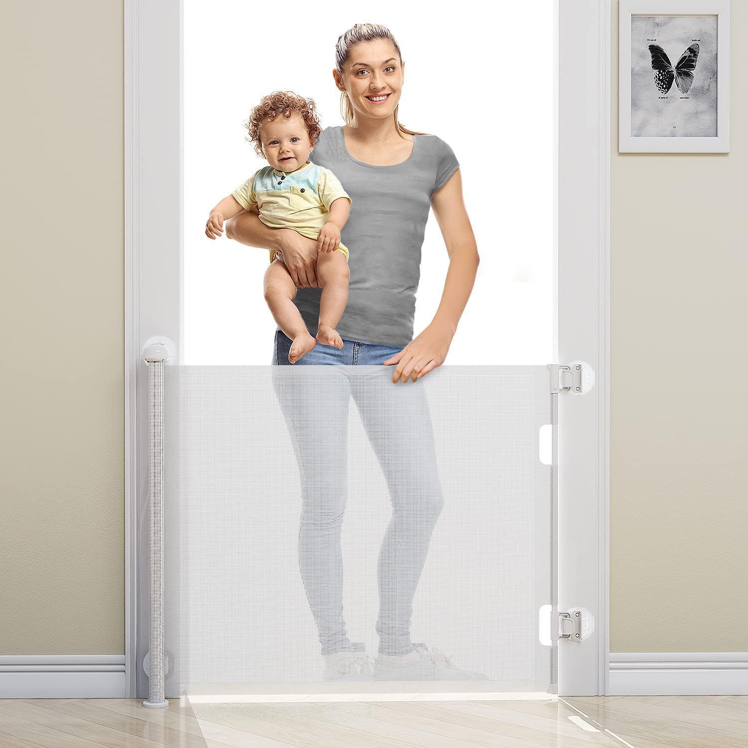 Amazon.com: BabyBond Retractable Baby Gates, Punch-Free Install Extra ...