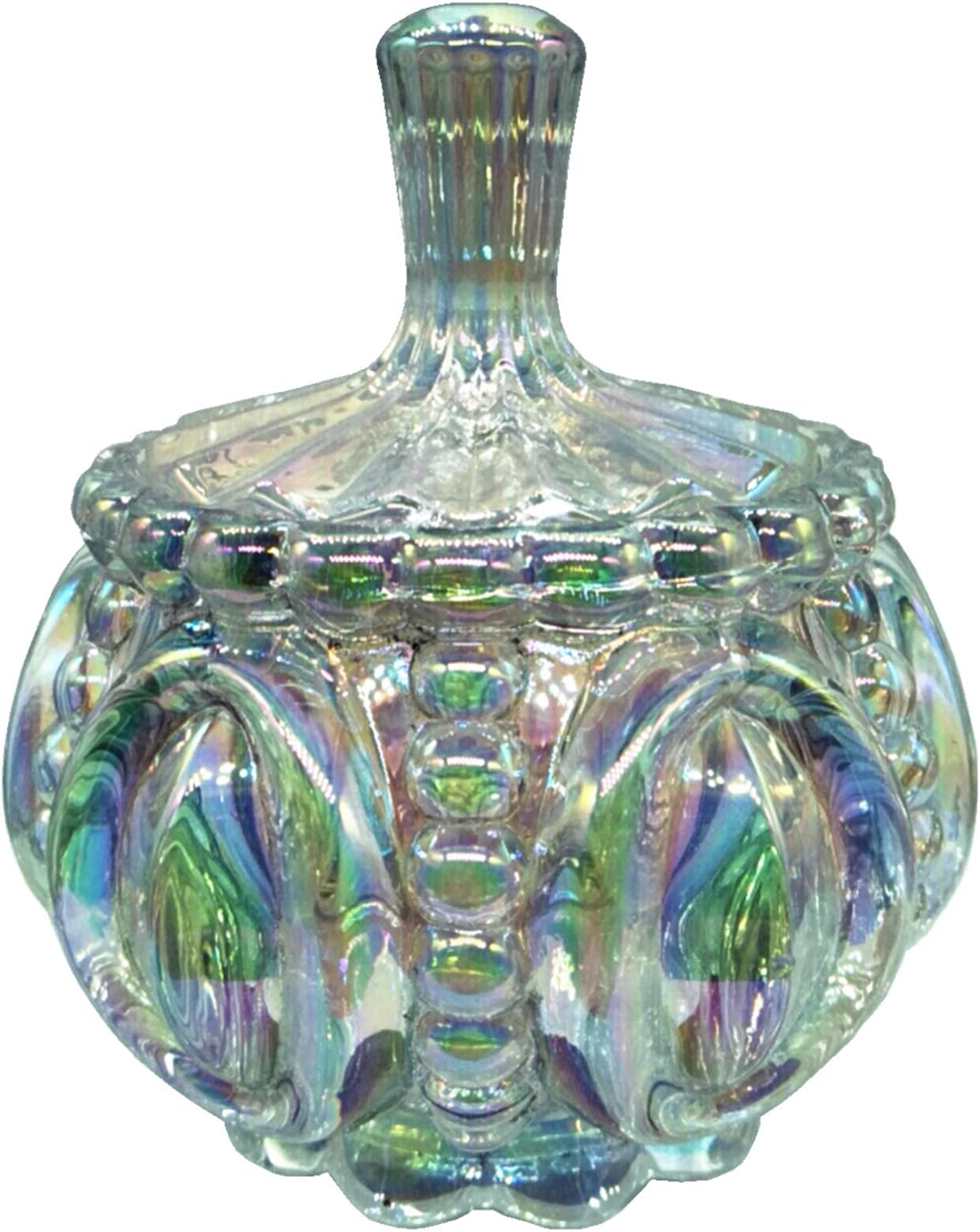 Amazon.com: Roshtia 2 Pcs Embossed Candy Jars with Lids Colorful Glass ...