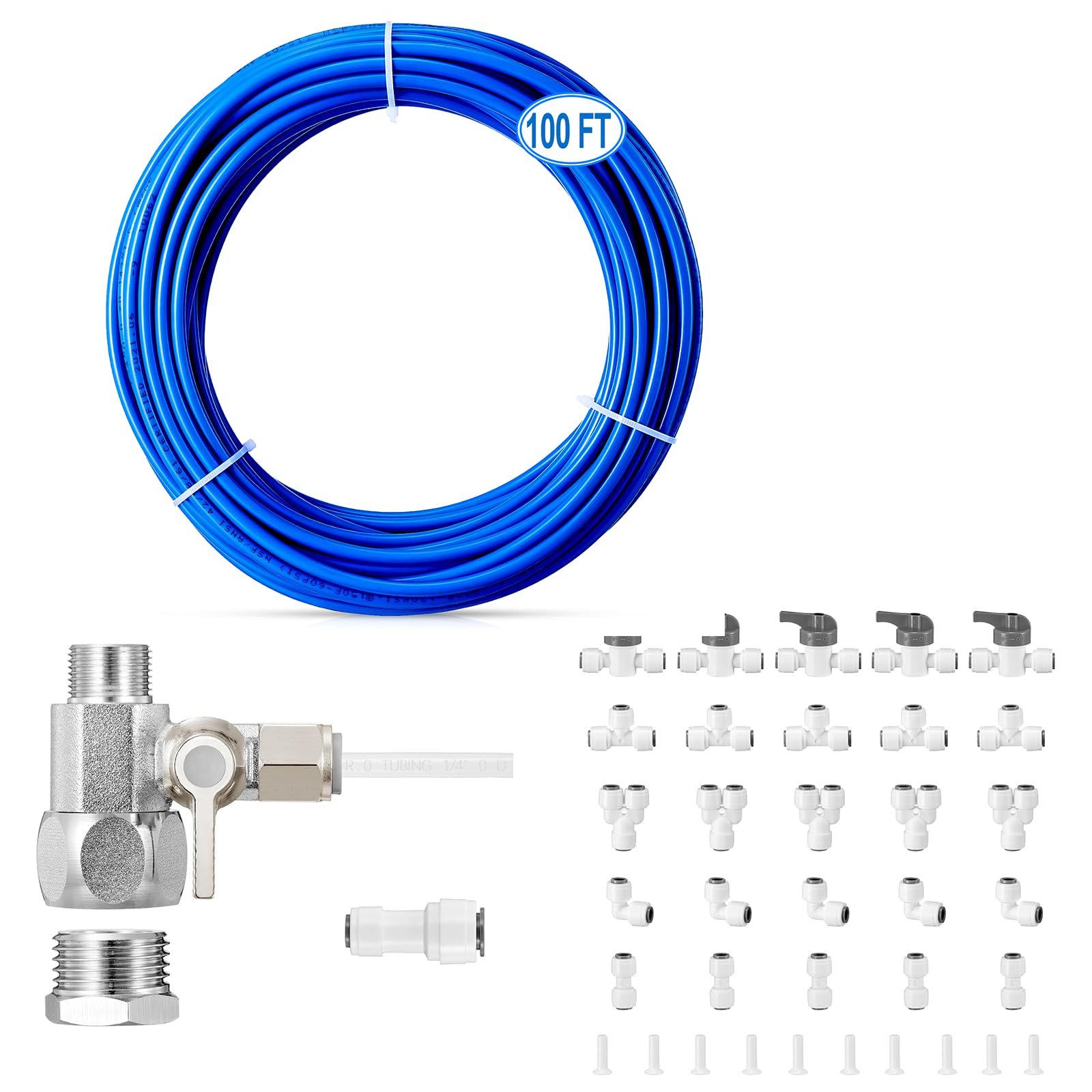 Amazon.com: 100FT 1/4 Inch RO Water Tubing + Feed Water Adapter 3/8"x3 ...