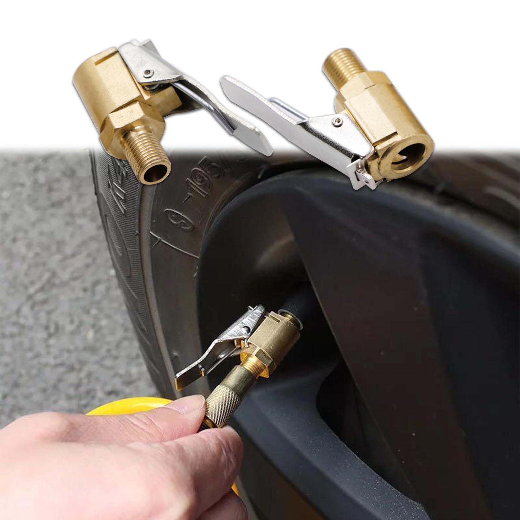 Amazon.com: CHRYMUM 2PCS Brass Locking Tire Air Chuck, Tire Inflator ...