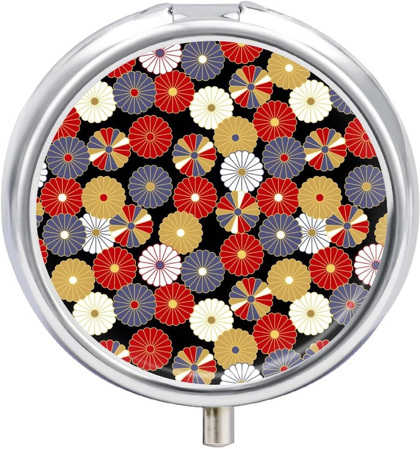Pill Box Japanese Flowers Pattern Round Medicine Tablet Case Portable ...