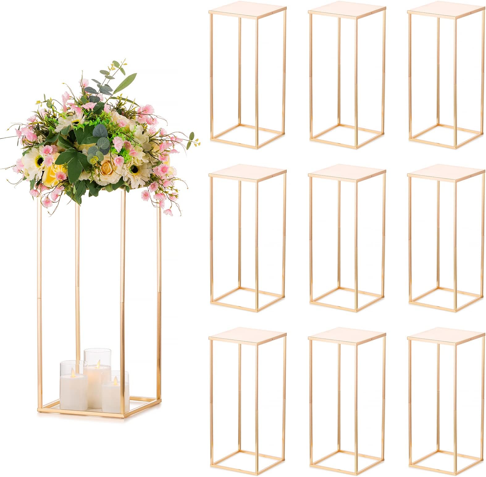Amazon.com: MEISHAONV 23.6inch 10 pcs Column Flower Vase Gold ...