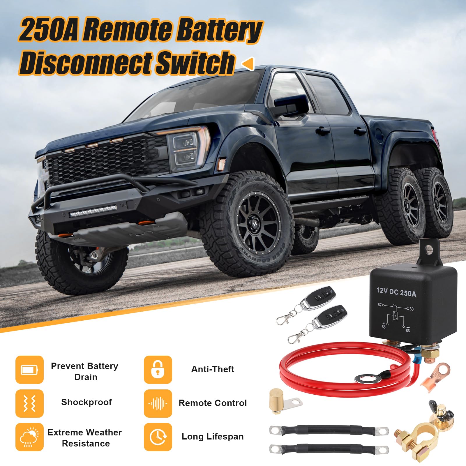 Snapklik.com : 2G 250A Remote Battery Disconnect Switch & 5 AWG Battery ...