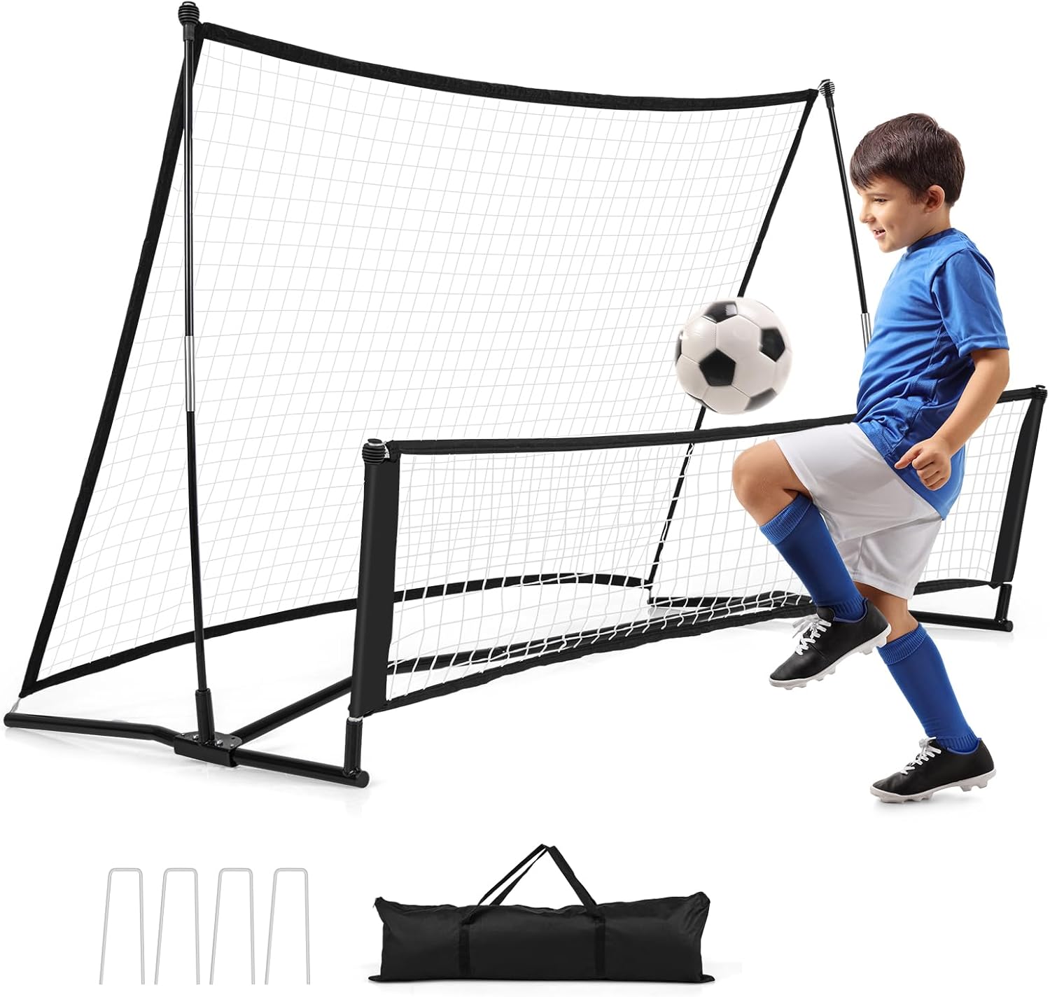 COSTWAY 6.6FT x 4FT Football Goal, 2-in-1 Portable Soccer Rebounder Net ...