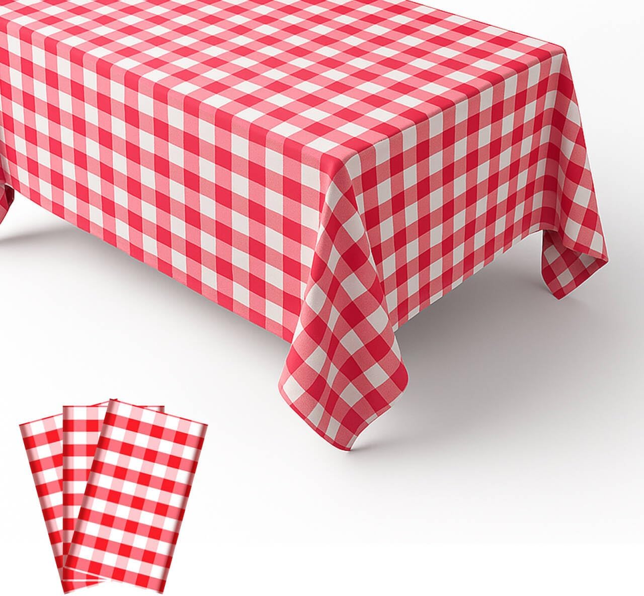 Amazon.com: iCrius 3 Packs Gingham Tablecloth Red and White Checkered ...