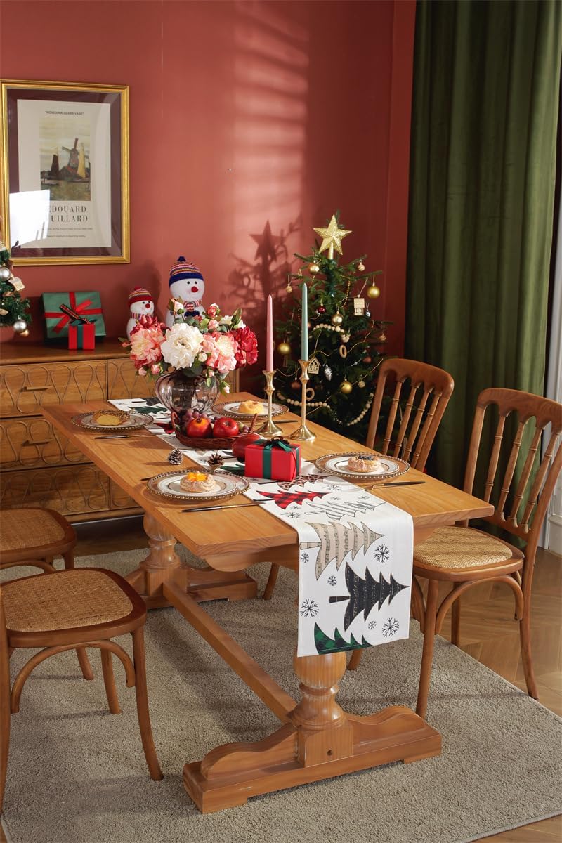Amazon.com: Christmas Table Runner Winter Farmhouse Christmas ...