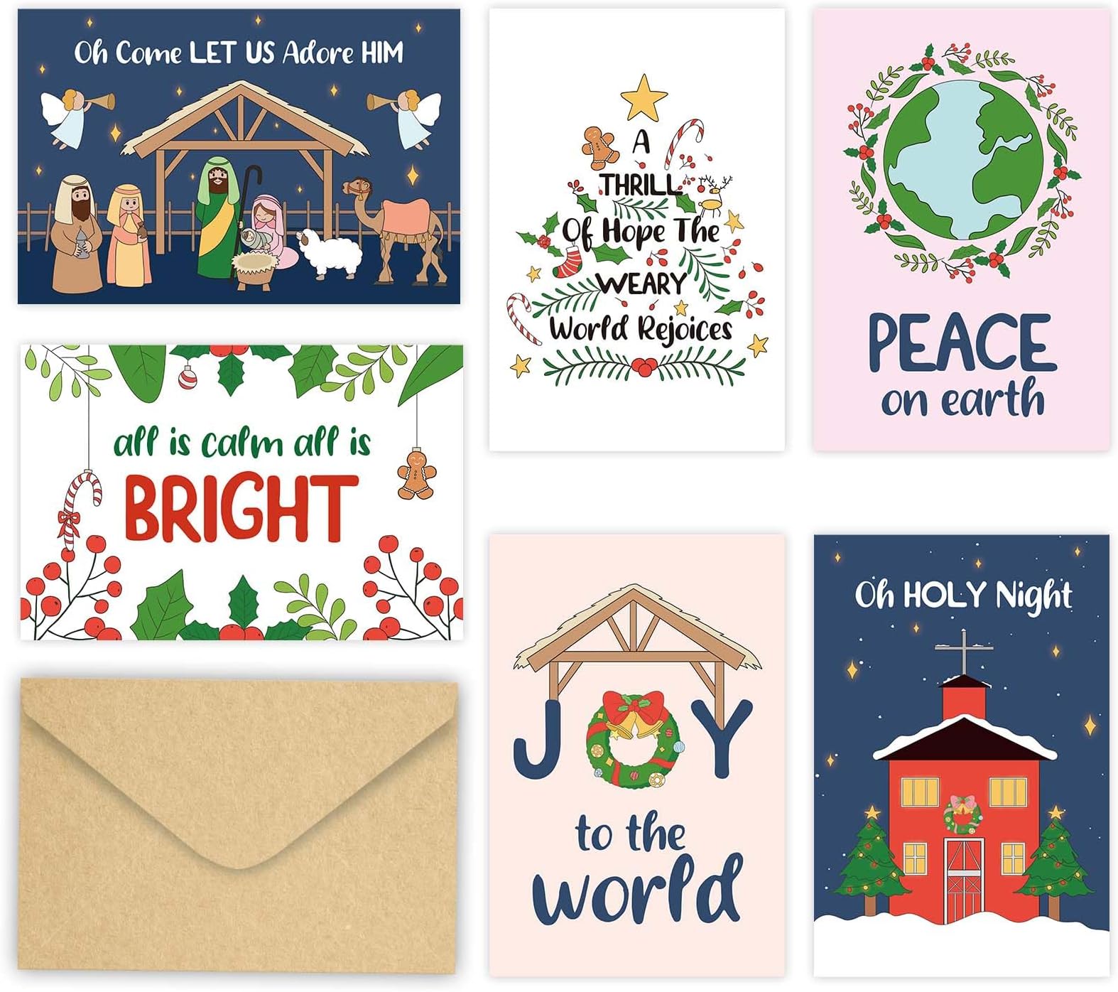 Amazon.com: Bablira 24 Religious Boxed Christmas Cards, Assorted ...