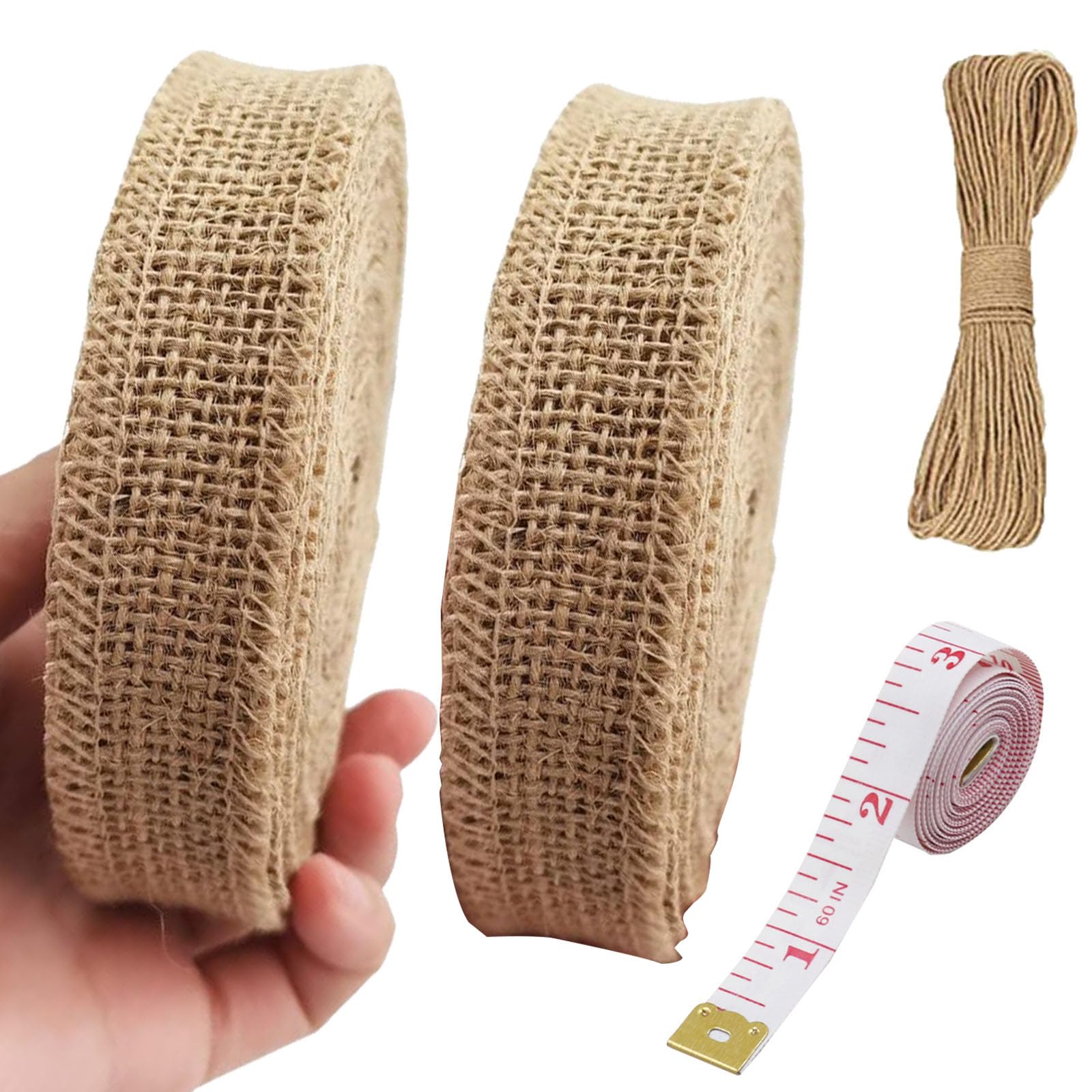 2 Roll Natural Ribbon Hessian Ribbon 2cmx20m Linen Ribbon Natural ...