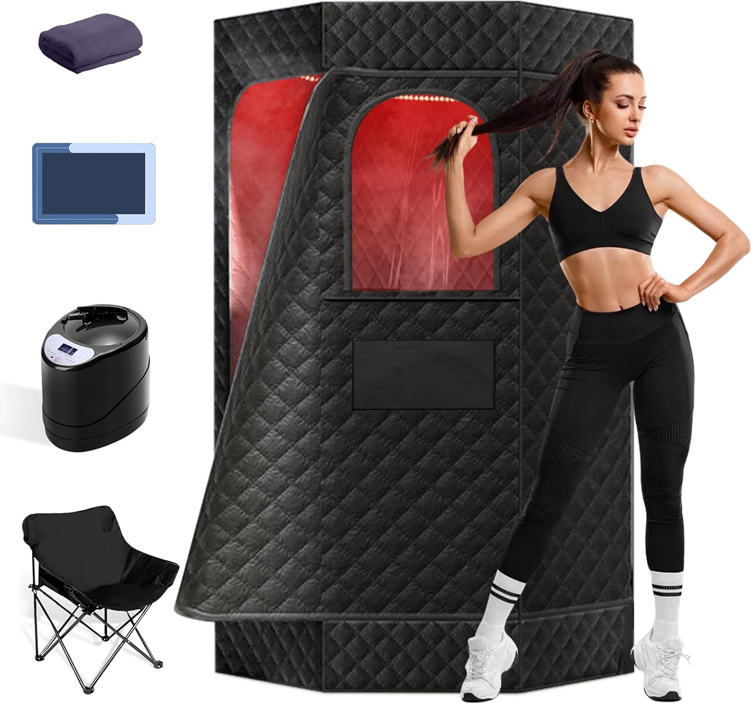 Amazon.com : Portable Red Light Sauna Box for Home Use,3L 1200W Steam ...