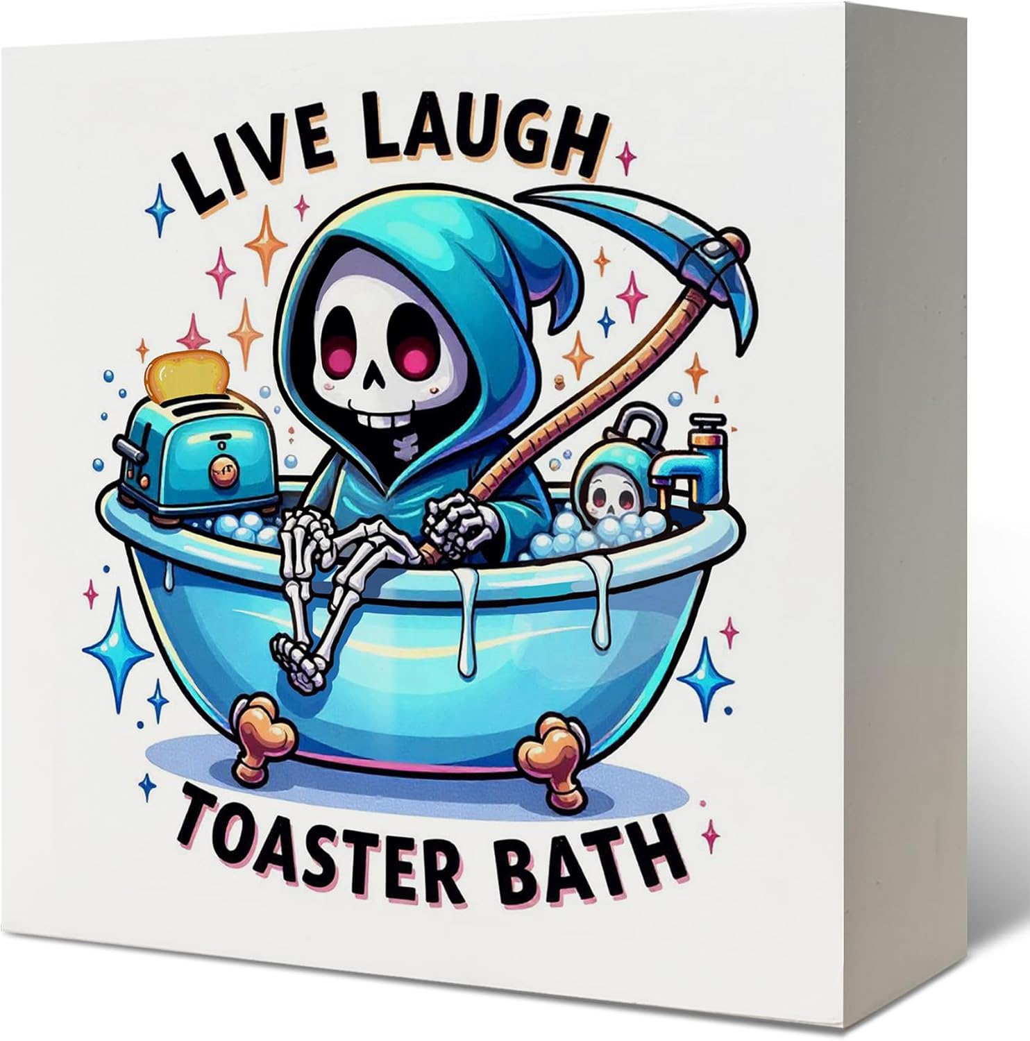 Amazon.com: LUKIPOM Live Laugh Toaster Bath Wooden Box Sign, Funny ...