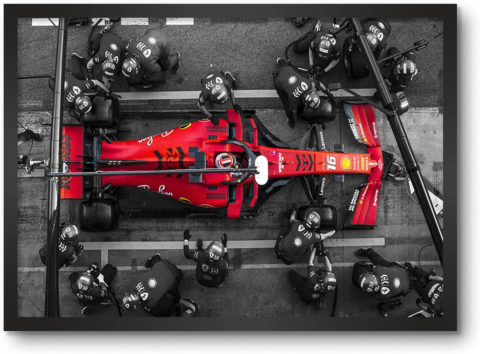 LAMRON Pit Stop Formula 1 Wall Art Wall Decoration Art Framed Poster ...