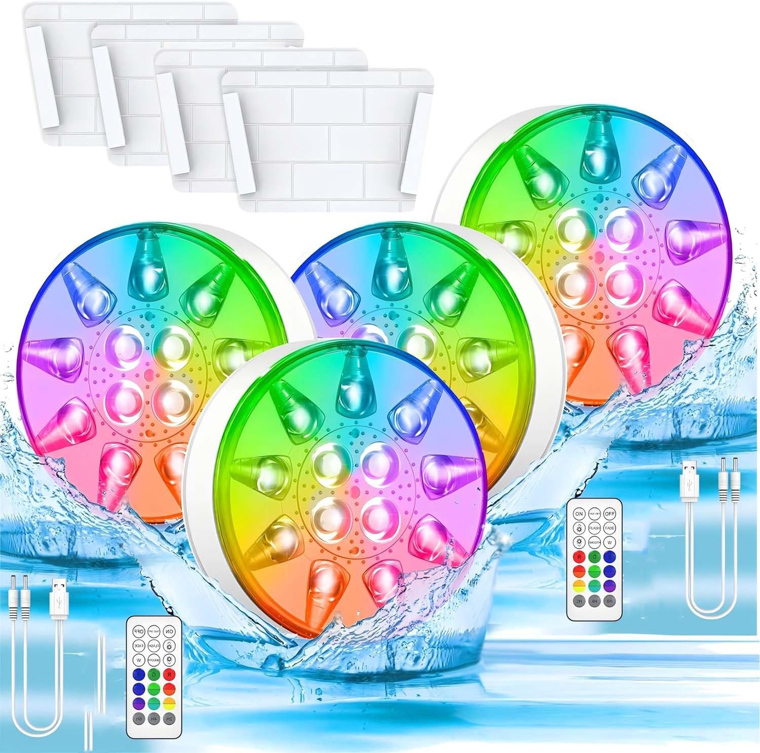 Amazon.com : BOLEISE Rechargeable LED Pool Lights – 16 Color Remote ...