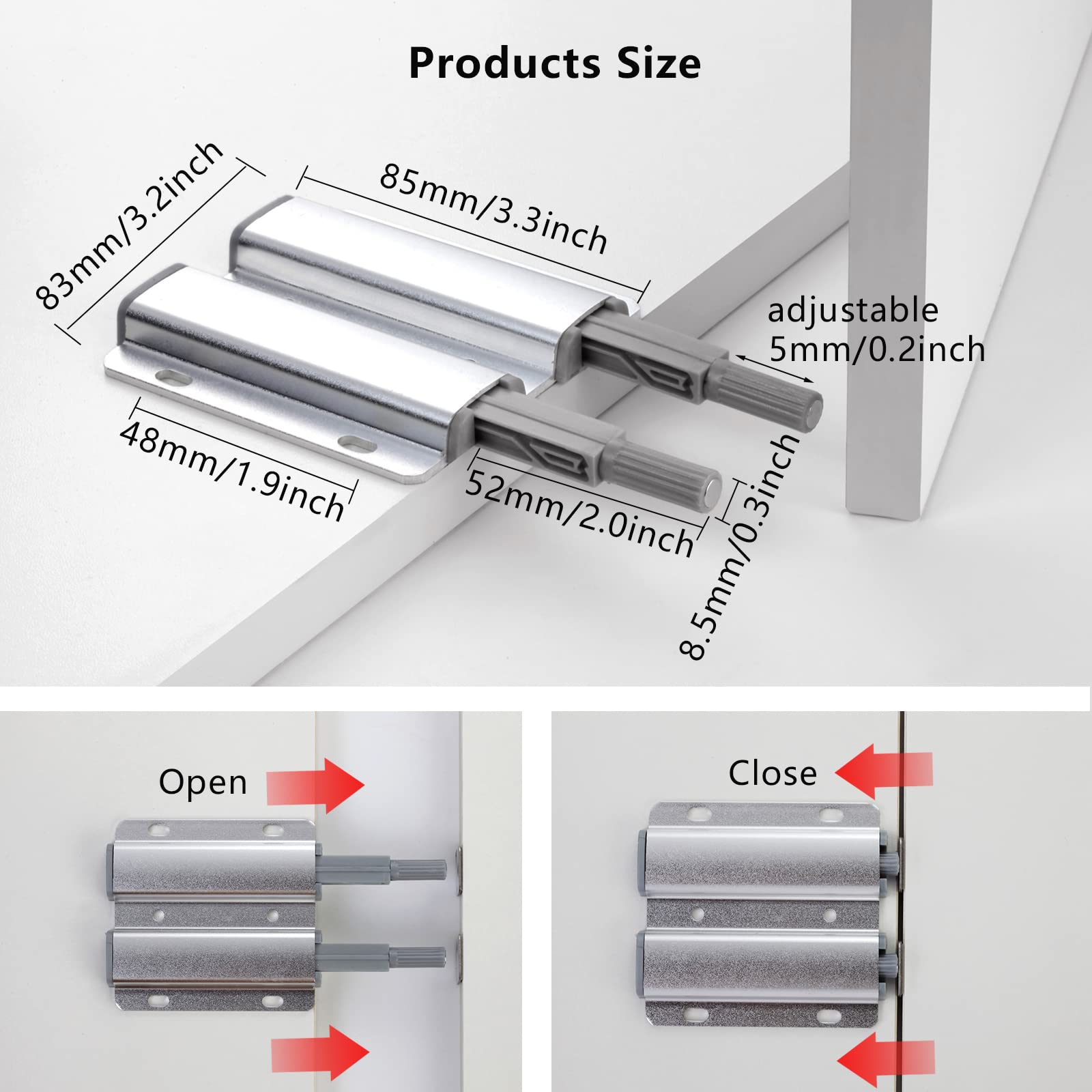 Snapklik.com : Double Magnetic Push Latch, 10 Pack Heavy Duty Touch ...