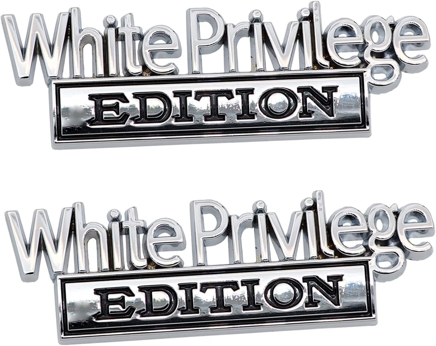 2 Pack Metal White Privilege Edition Emblem Car 3D Fender Badge Decal ...