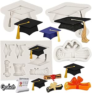 Amazon.com: FCKEMLDS Graduation Fondant Molds Graduation Cap Diploma ...