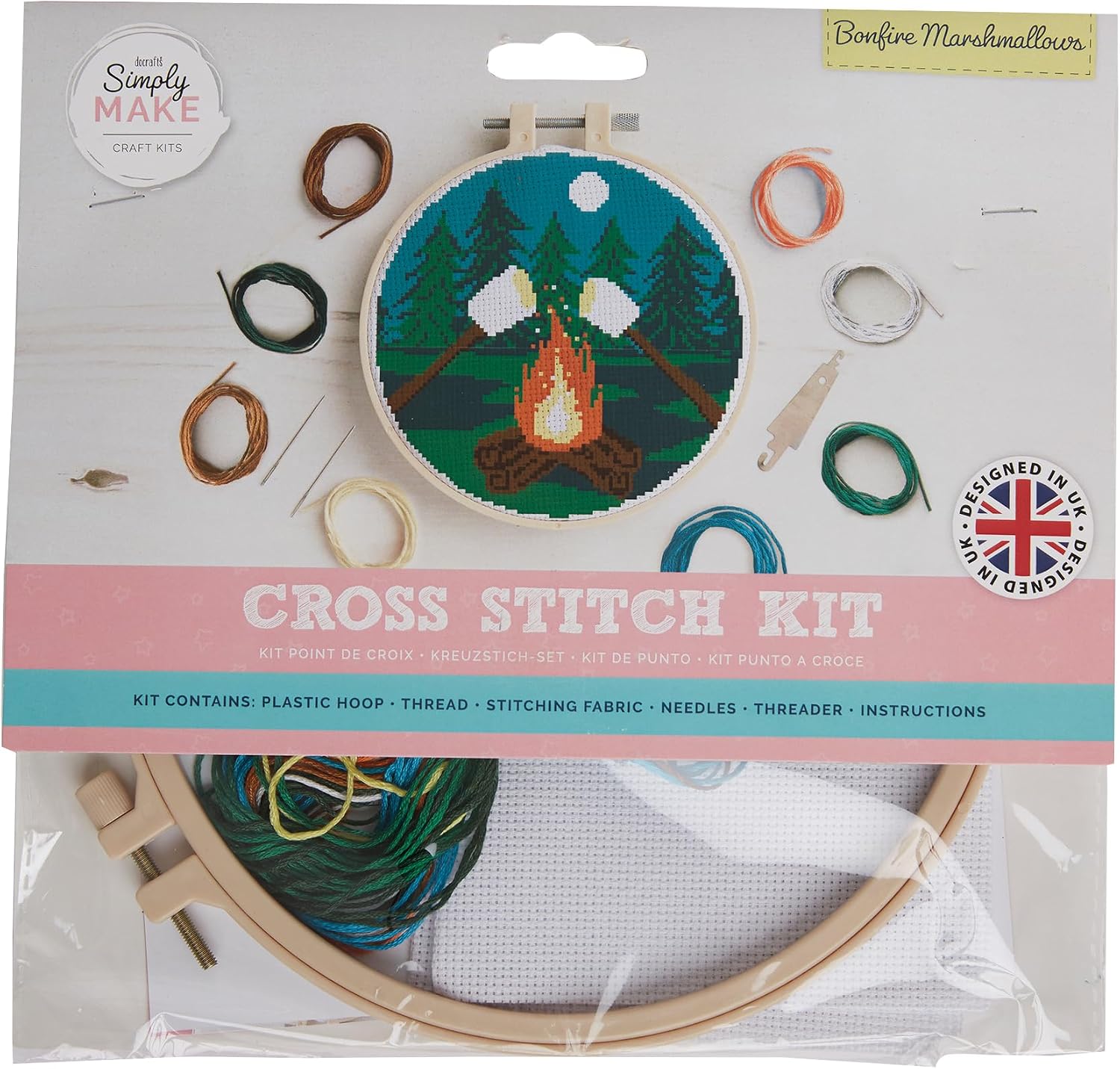 Simply Make Cross Stitch Kit - Bonfire Marshmallows for Kids and Adults ...