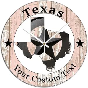 Amazon.com: UanMere Texas Star Decor Wall Clock Modern USA State Texas ...