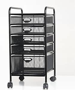 Amazon.com: 5-Tier Mesh File Storage Drawer Carts with Wheels and Top ...